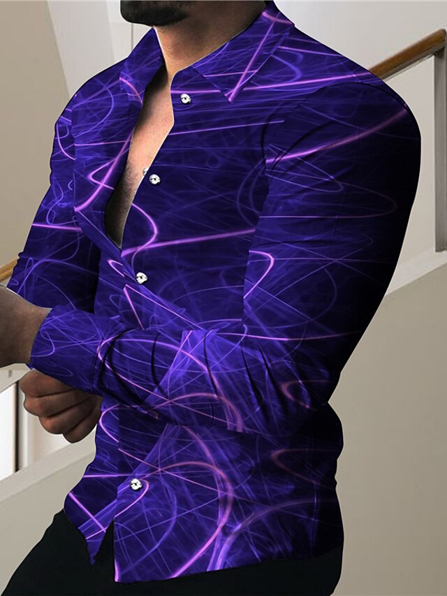 Homme Chemise Graphic Dégradé Col Rabattu Bleu Marine Vert Gris Print