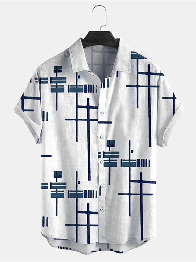Homme Chemise Chemisette Chemise Dété Graphic Linéaire Col Rabattu