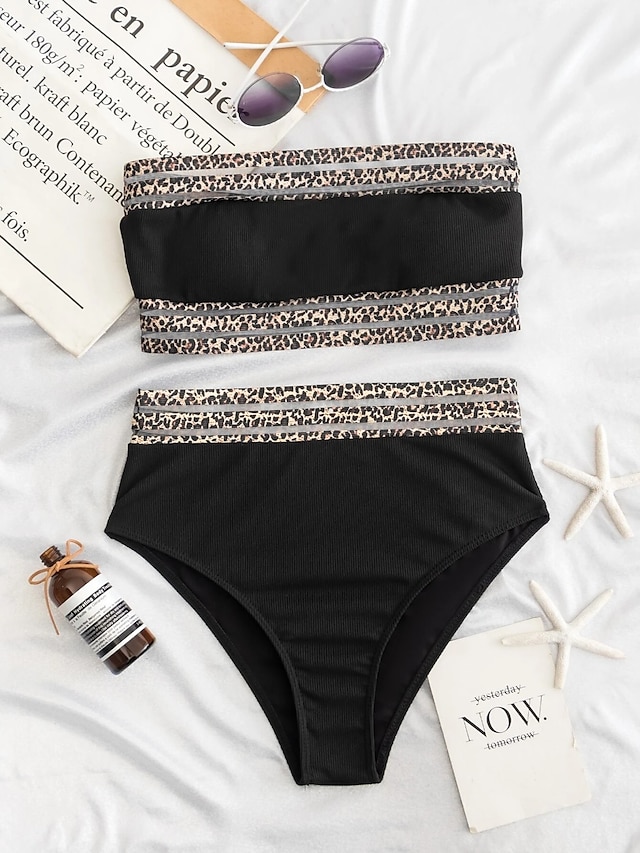 Womens Swimwear Bikini 2 Piece Swimsuit Backless Sexy Printing Bandeau