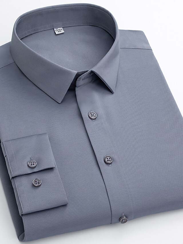 Men's Dress Shirt Non Iron Shirt Solid / Plain Color Wedding Office ...