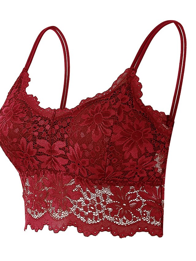 Women's Lace Bras Sheer Bras 3/4 Cup V Neck Push Up Lace Pure Color ...