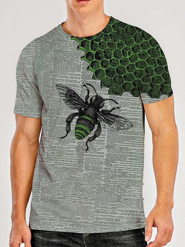 Men's Bee Graphic Prints Shirt T Shirt Tee Short Sleeve T shirt 3D ...