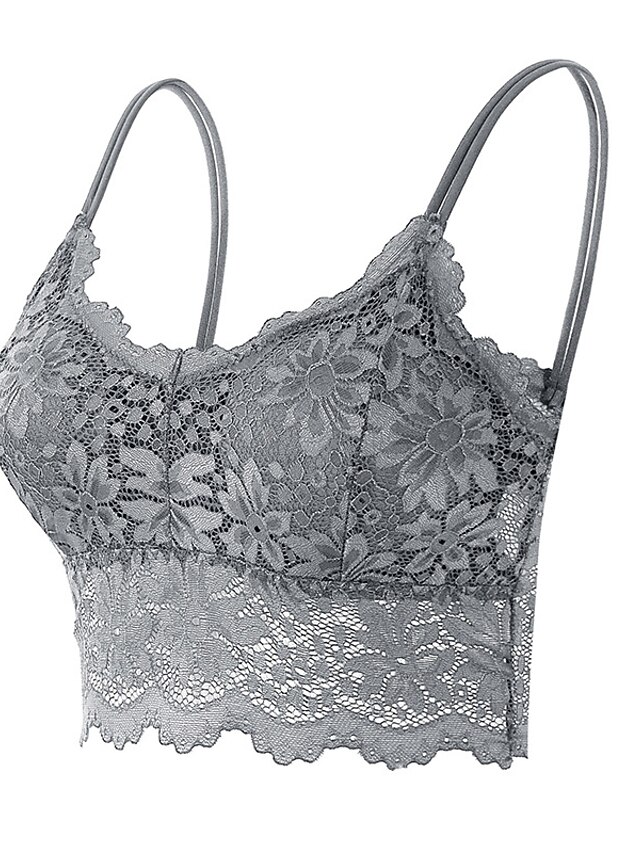 Women's Lace Bras Sheer Bras 3/4 Cup V Neck Push Up Lace Pure Color ...