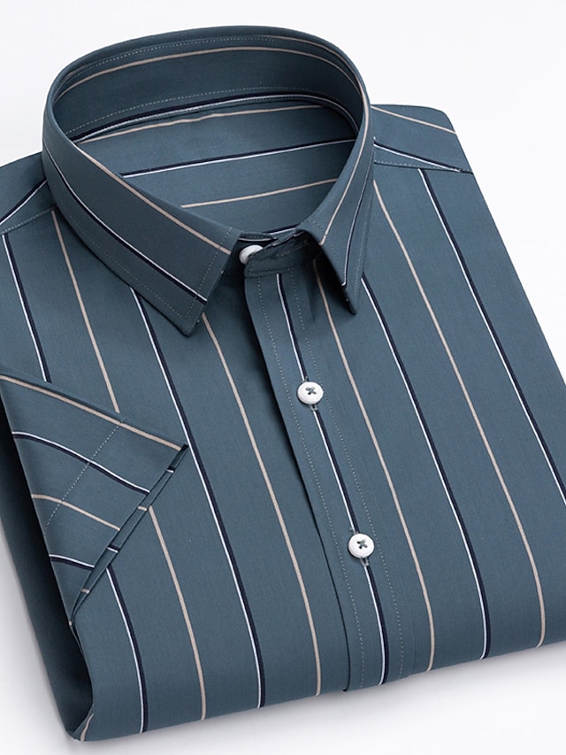 Herren Oberhemd Sommerhemd Gestreift Umlegekragen Blau-Grün Marineblau ...