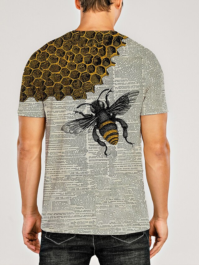 Men's Bee Graphic Prints Shirt T Shirt Tee Short Sleeve T shirt 3D ...
