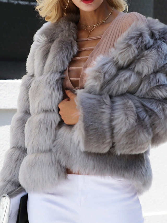 Women's Faux Fur Coat Active Elegant Comfortable Street Style Faux Fur ...