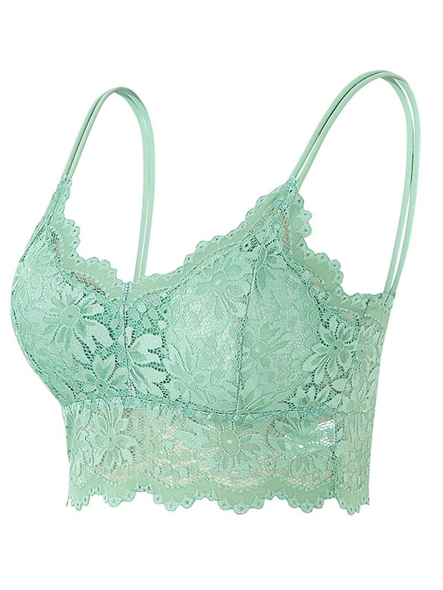 Women's Lace Bras Sheer Bras 3/4 Cup V Neck Push Up Lace Pure Color ...