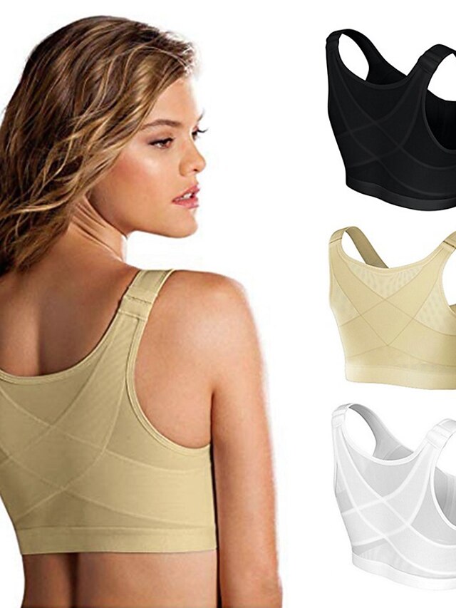 Front Closure Full Coverage Back Support Posture Corrector Bras for ...