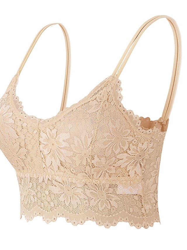 Women's Lace Bras Sheer Bras 3/4 Cup V Neck Push Up Lace Pure Color ...