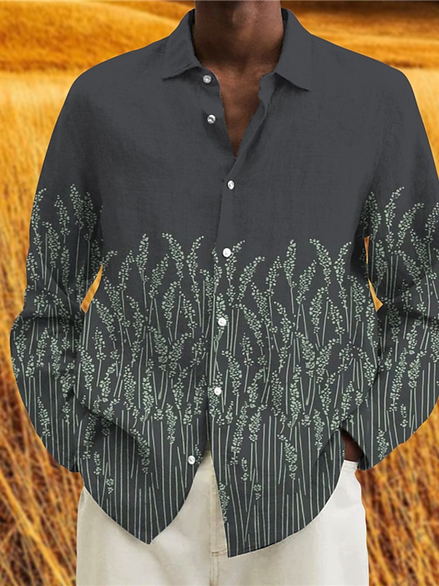 Homme Chemise Chemise graphique Floral Col rabattu Gris 3D effet ...