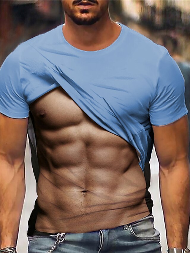 Men's Graphic Prints Muscle Figure T Shirt Funny T Shirts Short Sleeve ...