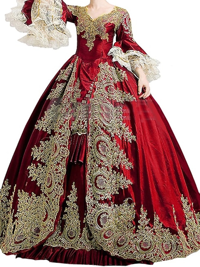 Rococo Victorian 18th Century Floor Length Prom Dress Plus Size Normal ...