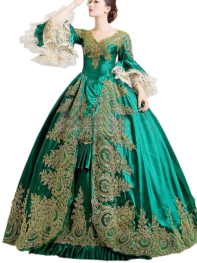 Rococo Victorian 18th Century Floor Length Prom Dress Plus Size Normal ...