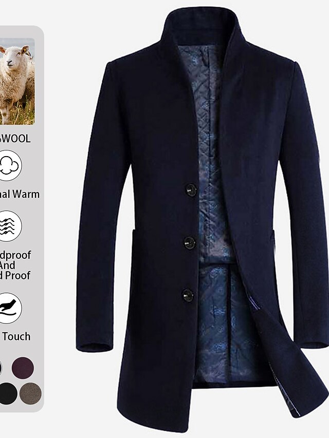 Men's Winter Coat Wool Coat Overcoat Business Casual Fall Wool ...