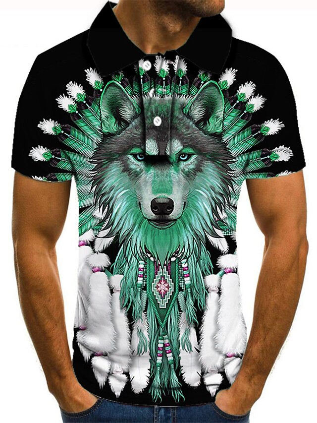 Hombre Lobo Camisetas polo Camiseta de golf Manga Corta Camisas de polo ...