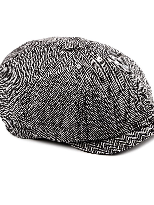 Men's Beret Hat Newsboy Cap Black White Cotton Adjustable Buckle Simple ...
