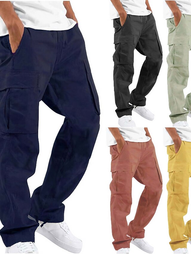 Herren Cargohose Cargohosen Cargohose Hose Hosen Kordelzug Elastische Taille Multi Pocket Glatt ...