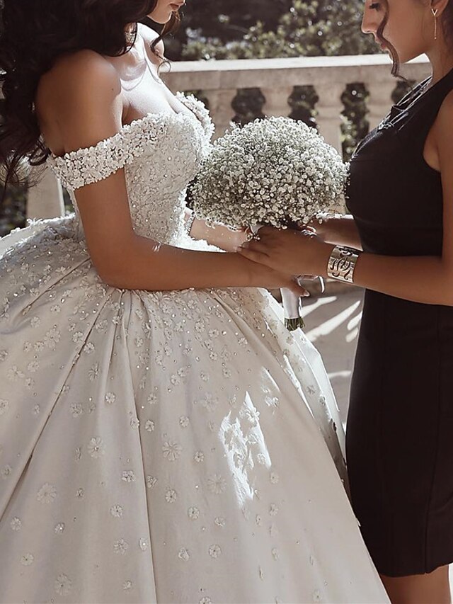 Engagement Formal Wedding Dresses Ball Gown Off Shoulder Cap Sleeve ...