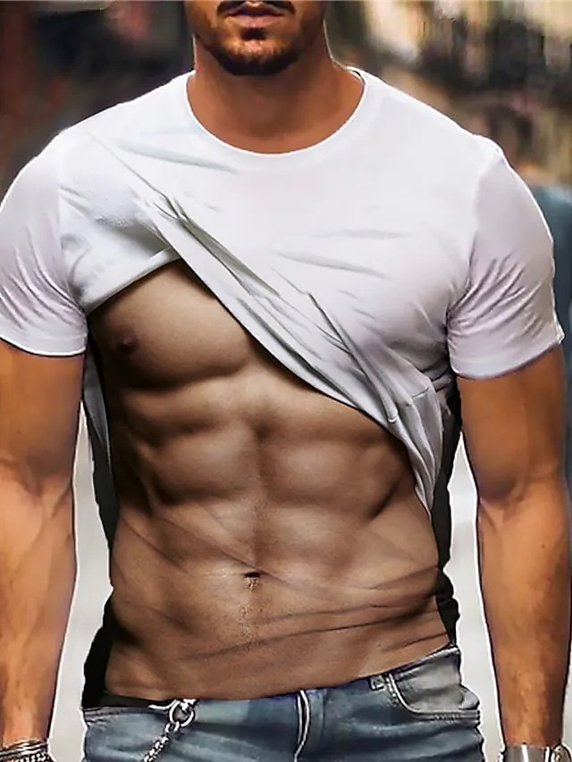 Men's Muscle Graphic T Shirt Tee Funny T Shirts Short Sleeve T shirt 3D ...