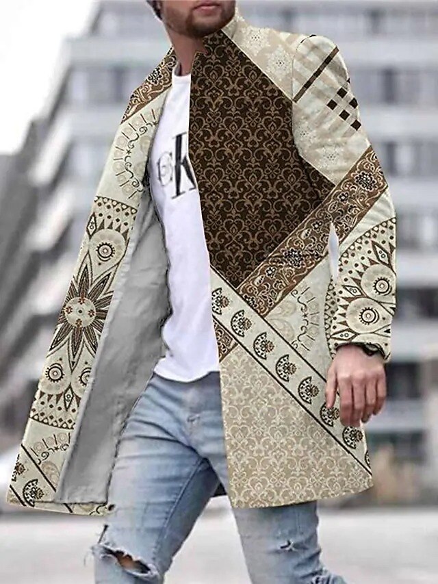 Men's Coat With Pockets Daily Wear Vacation Going out Single Breasted ...