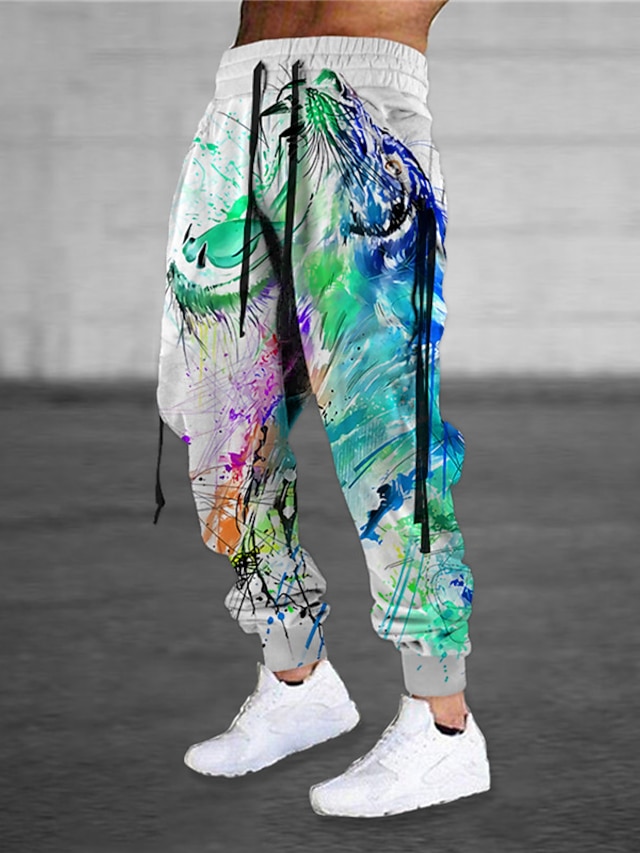 Men's Sweatpants Joggers Trousers Drawstring Elastic Waist 3D Print ...