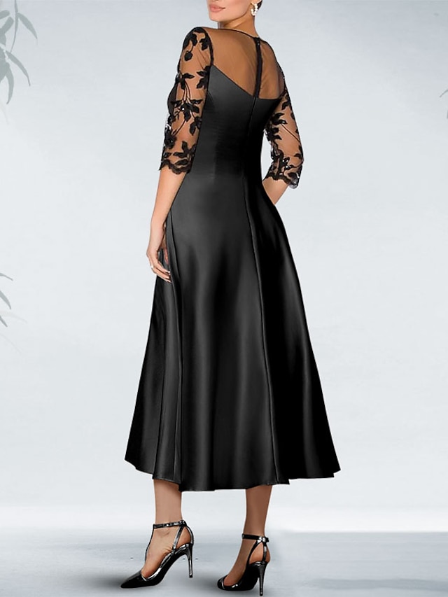 rochie de cocktail neagra linie a aplicate rochie eleganta toamna ...