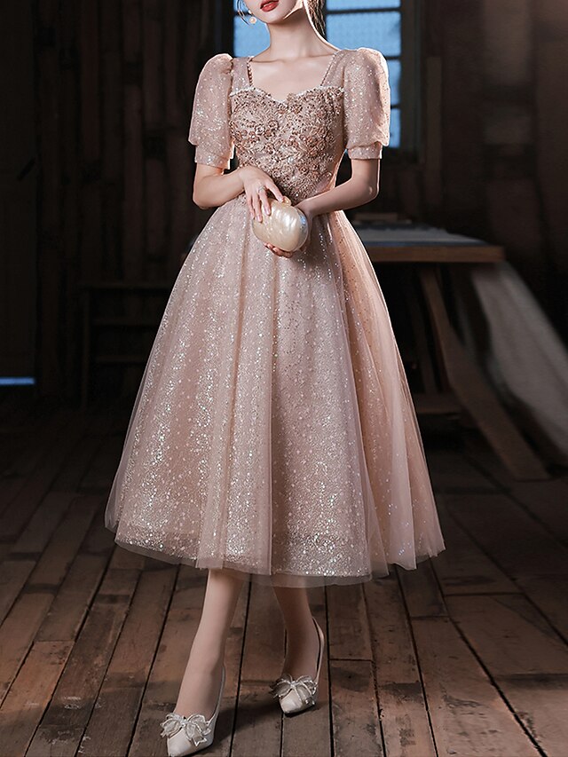A-Line Prom Dresses Sparkle & Shine Dress Party Wear Prom Ankle Length ...