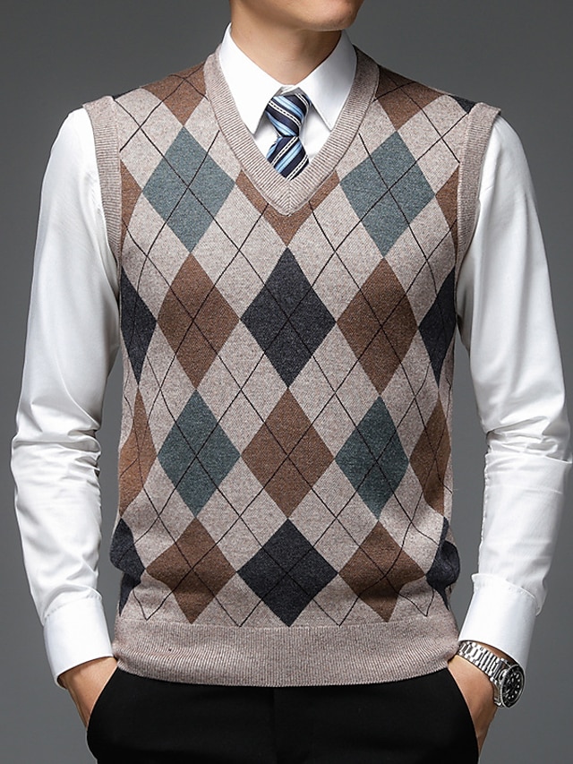Men's Sweater Sweater Vest Mens Dress Sweaters Pullover Ribbed Knit ...