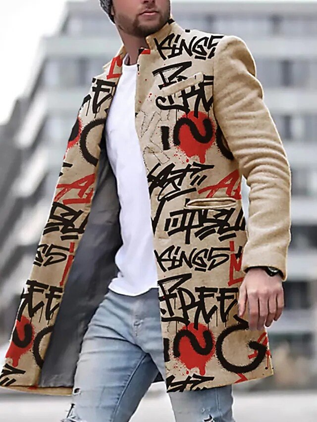 Men's Coat With Pockets Daily Wear Vacation Going out Single Breasted ...