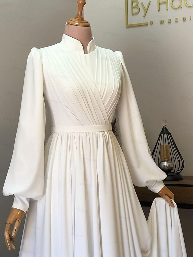 Hall Vintage 1940s / 1950s Casual Wedding Dresses A-Line High Neck Long ...