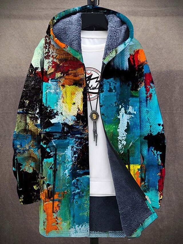 Abstract Graphic Prints Gradual Fashion Streetwear Sport Men's Coat ...