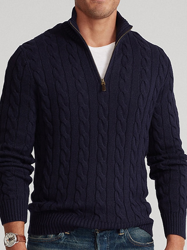 Hombre Pulóveres Jersey con cremallera Pull-over Estriado Cable Tejer ...