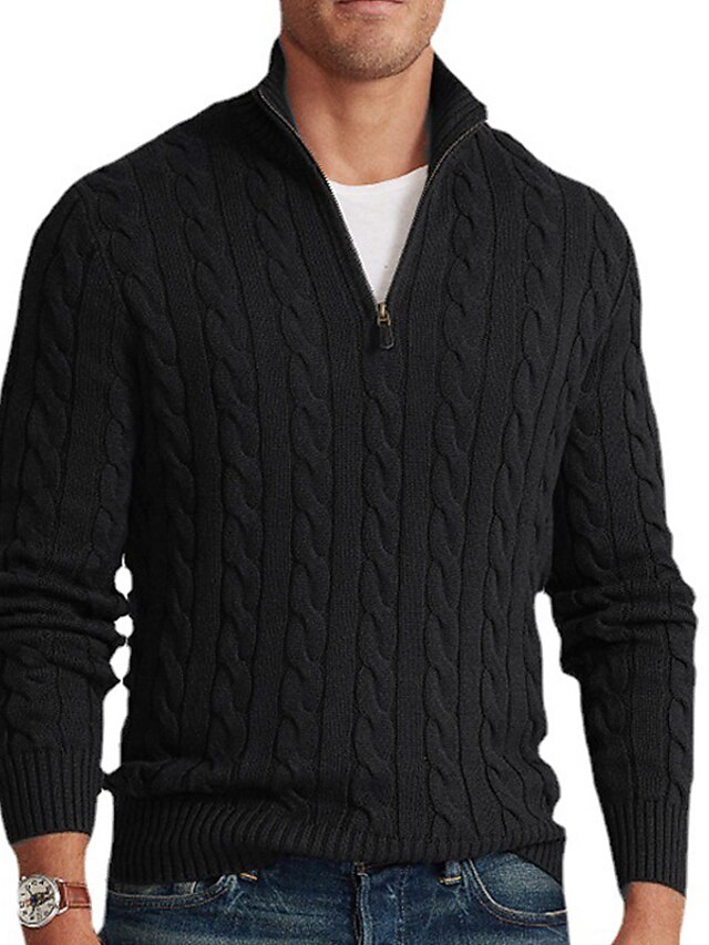 Men's Sweater Zip Sweater Quarter Zip Pullover Sweater Pullover Ribbed ...