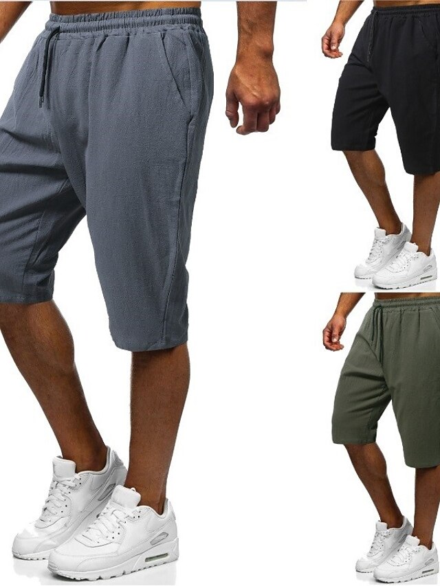 Homme Short en lin Short de plage Pantacourt Shorts décontractés ...