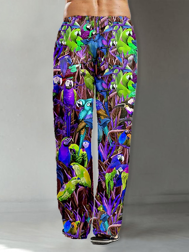 Men's Trousers Summer Pants Beach Pants Drawstring Elastic Waist ...