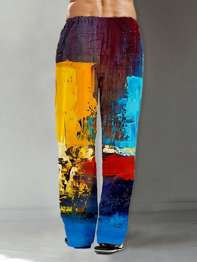 Men's Trousers Summer Pants Beach Pants Drawstring Elastic Waist ...