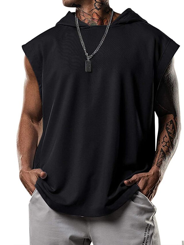 Herren Tank Top Unterhemden Glatt Mit Kapuze Täglich Sport Ärmellos