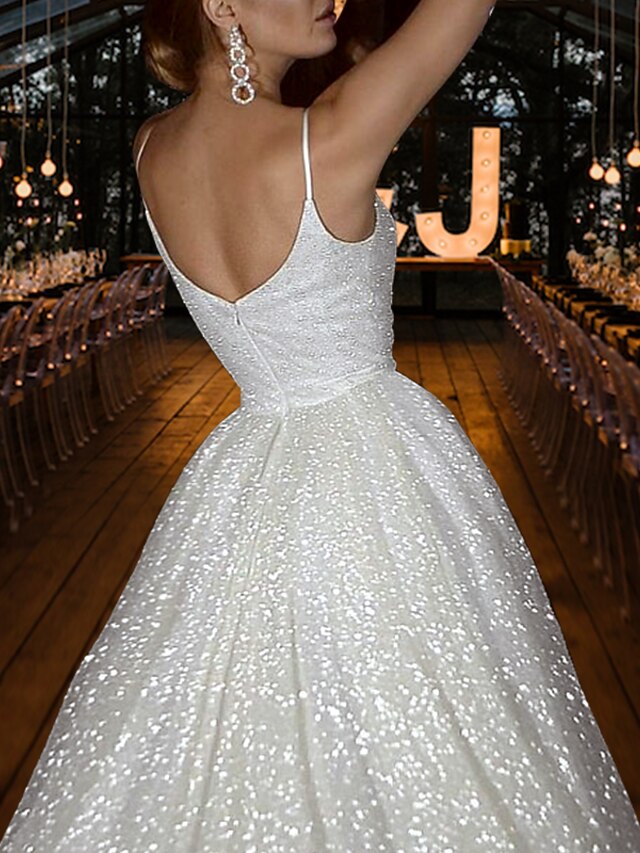 Hall Sparkle & Shine Casual Wedding Dresses A-Line Camisole V Neck ...