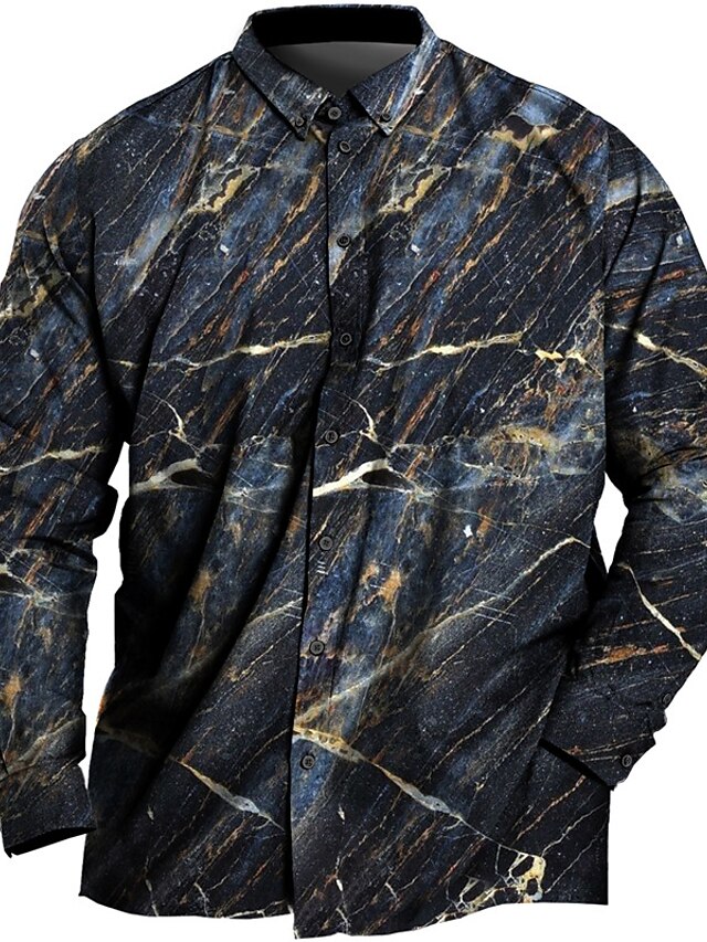 Men's Plus Size Shirt Big and Tall Graphic Prints Turndown Buttons Long ...