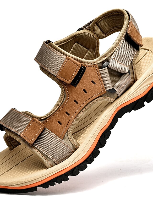 Men's Sandals Roman Shoes Beach Daily Microfiber Breathable Dark Brown ...