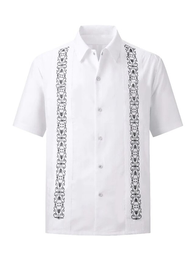 Homme Chemise Chemise Boutonnée Chemise Col Cubain Floral Col Rabattu