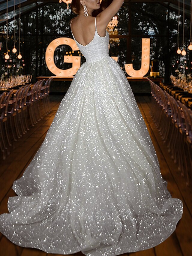 Hall Sparkle & Shine Casual Wedding Dresses A-Line Camisole V Neck ...
