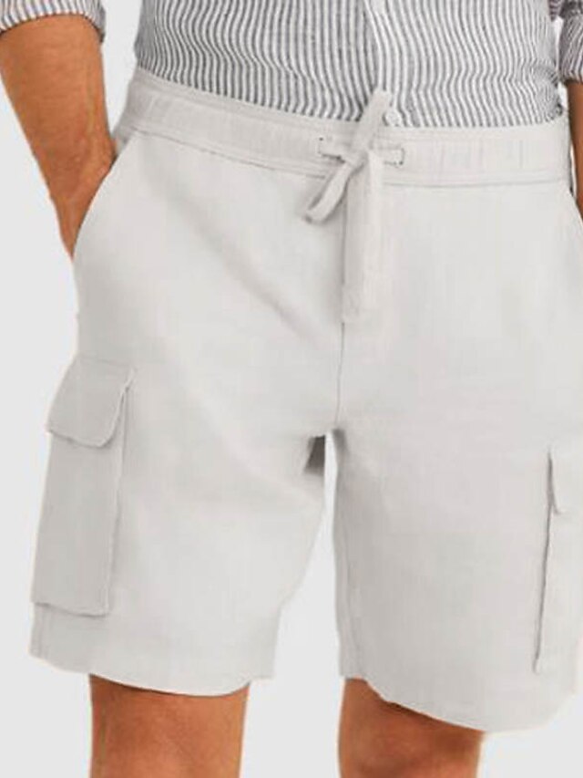 Homme Short Short en lin Short d'été Short de plage Cordon Taille ...