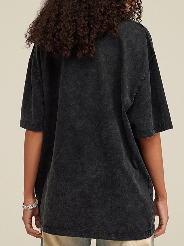 Men's 100% Cotton Acid Wash Shirt Oversized Shirt Short Sleeve Crew ...