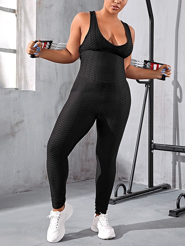 Women's Onesie Workout Sets Jacquard Scrunch Butt Bodysuit Romper ...
