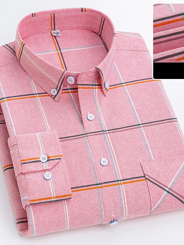 Men's Dress Shirt Button Down Shirt Oxford Shirt Plaid Wedding Office ...