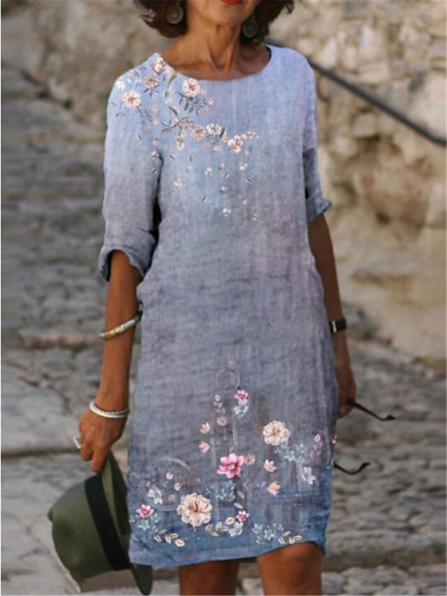 Női Hétköznapi ruha Váltó ruha Nyomtatott ruha Virágos Nyomtatott ...