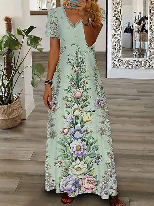 Dames Lange jurk maxi-jurk Casual jurk Zomerjurk Jurk met print Bloemig Modieus Casual Dagelijks ...