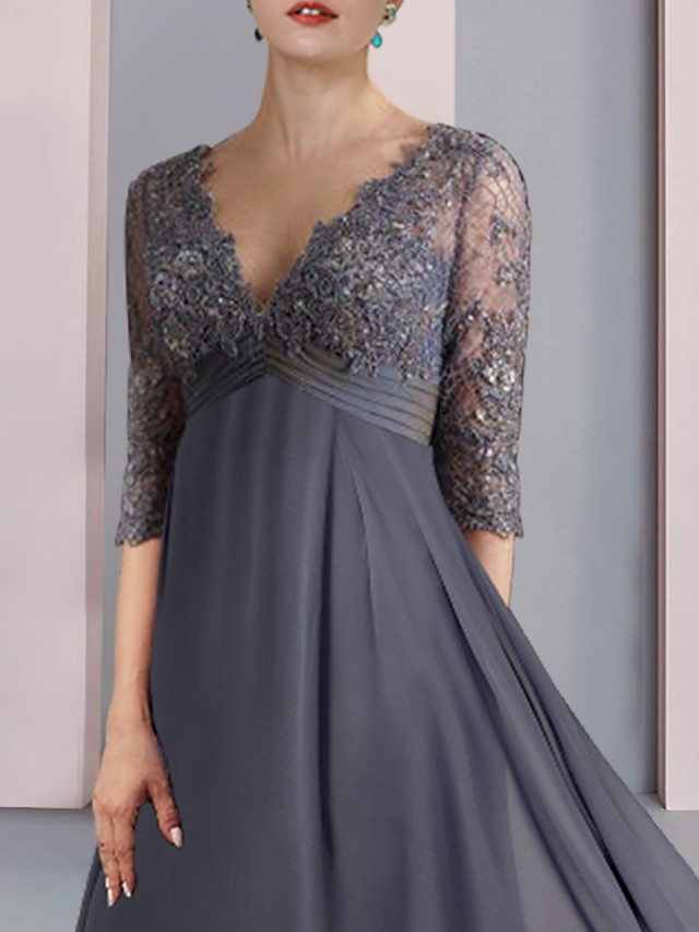 A-Line Mother of the Bride Dress Formal Wedding Guest Elegant Vintage V ...
