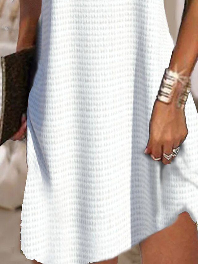 Women's Casual Dress Lace Dress White Dress Plain Lace Patchwork V Neck ...